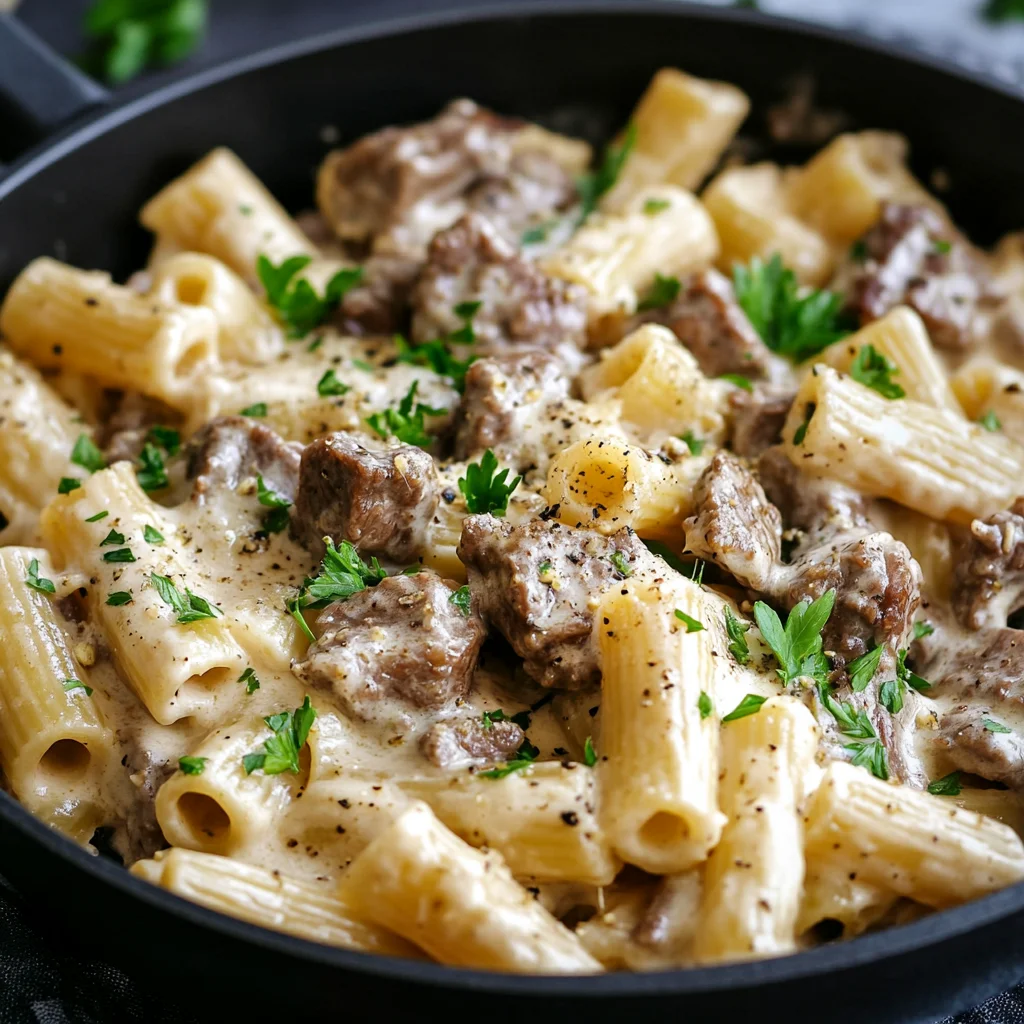 Beef With Pasta in Creamy Garlic Sauce: A Delicious Delight! - Dishes ...